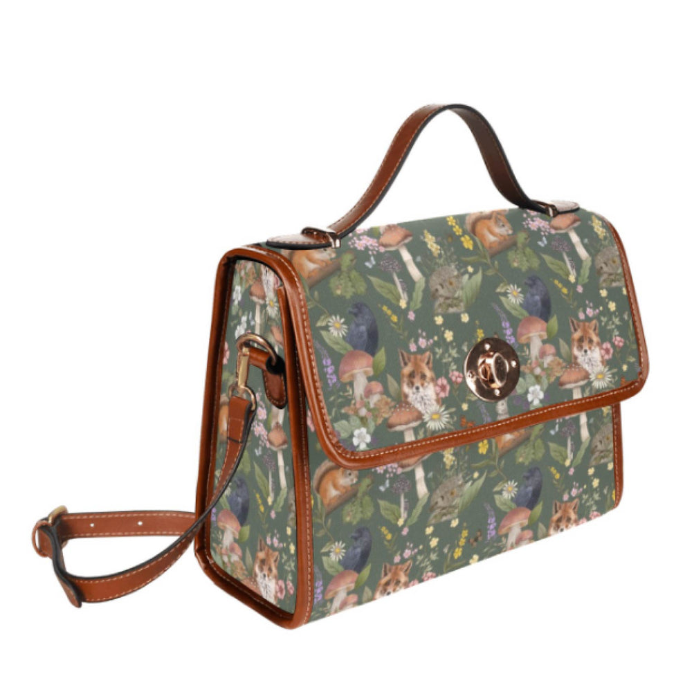 Woodland Animals - Green background - Satchel Bag – Spellbound Society